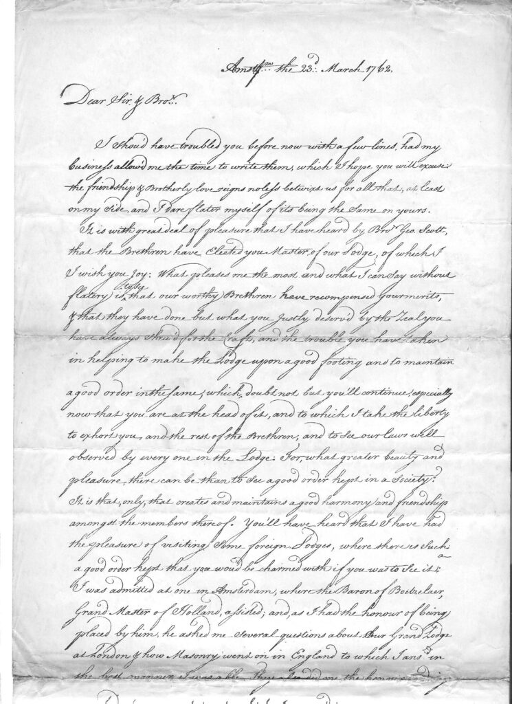 Masonic letter - Craven Lodge 810